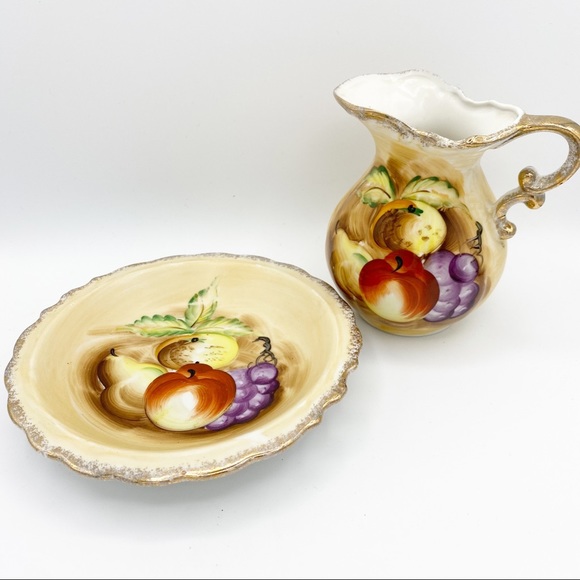 Enesco | Accents | Vintage Enesco Japan Hand Painted Fruit Pitcher And ...